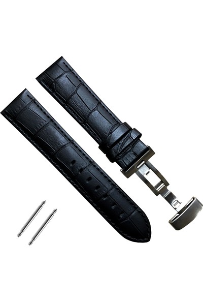 Trendburada Saat Uyumlu Croco Baskılı Hakiki Deri Klipsli Saat Kordonu Kayışı