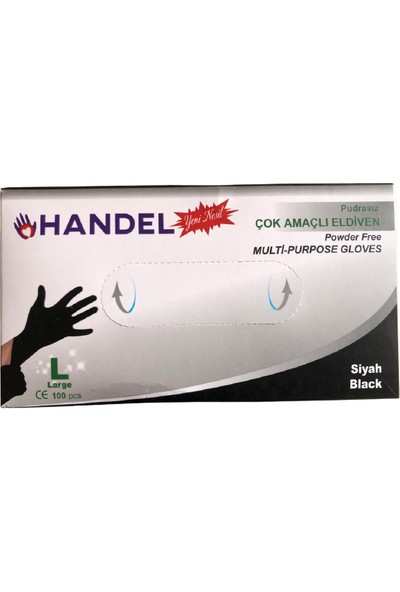 Handel Pudrasız Tpe Eldiven 100LÜ/ANTI-ALERJIK Siyah - L Handel Pudrasız Tpe Eldiven 100LÜ/ANTI-ALERJIK Siyah - L