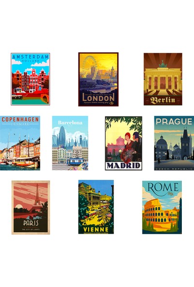 Vera Buzdolabı Magneti Avrupa Şehirleri Seti