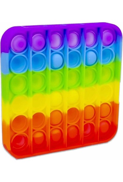 Push Pop Bubble Pop It Duyusal Oyuncak Özel Pop Stres Gökkuşağı Renkli - Kare