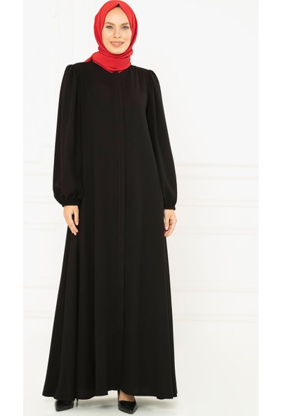 Beyza Büzgü Detaylı Siyah Ferace 3229 Beyza Büzgü Detaylı Siyah Ferace 3229