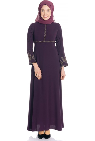 Beyza Kanaviçe Nakışlı Mor Tesettür Elbise 749 Beyza Kanaviçe Nakışlı Mor Tesettür Elbise 749