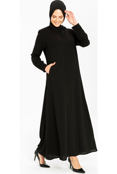 Beyza Minimal Detaylı Siyah Ferace 3211 Beyza Minimal Detaylı Siyah Ferace 3211