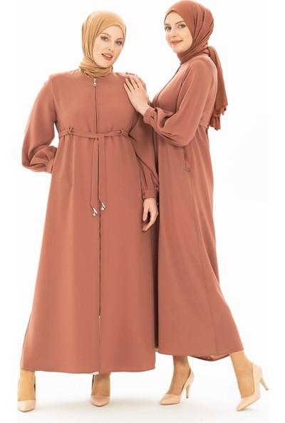 Beyza Bağcığı Taşlı Tarçın Ferace 3322