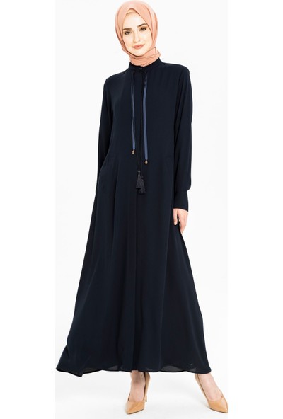 Beyza Püsküllü Sade Lacivert Ferace 3M259