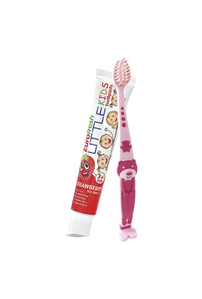 Çilekli Çocuk Diş Macunu 50GR + Çocuk Diş Fırçası Pembe