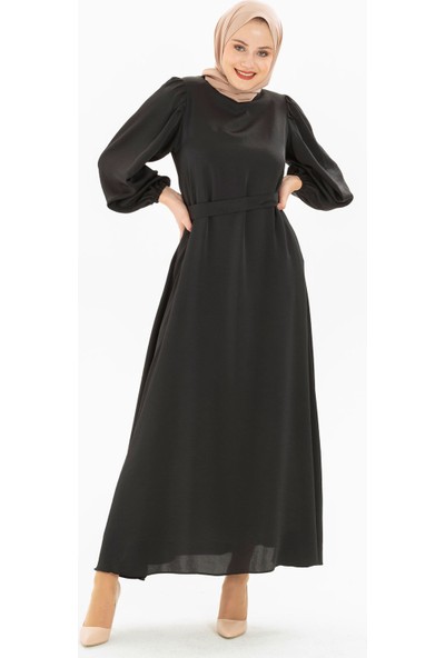 Beyza Balon Kol Siyah Tesettür Elbise 5220 Beyza Balon Kol Siyah Tesettür Elbise 5220