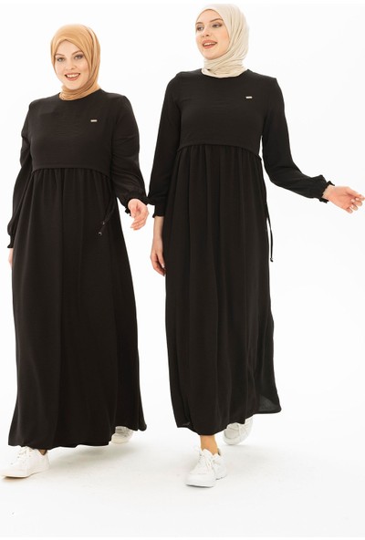 Beyza Bolero Detaylı Siyah Tesettür Elbise 5227