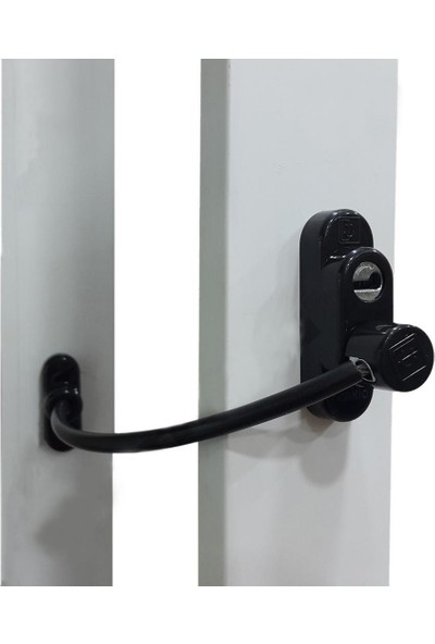 Çelik Halatlı Kablolu Pvc Kapı Pencere Emniyet Kilidi Siyah