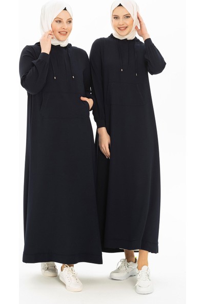 Beyza Kapüşonlu Lacivert Spor Tesettür Elbise 5219 Beyza Kapüşonlu Lacivert Spor Tesettür Elbise 5219