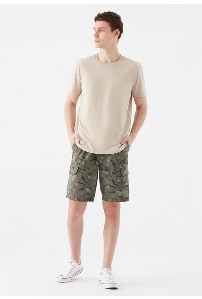 Mavi Erkek Kamuflaj Desenli Kargo Şort 0442833198