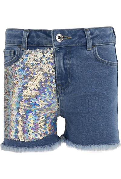 Defacto Kız Çocuk Regular Fit Payetli Jean Şort T3214A621SP