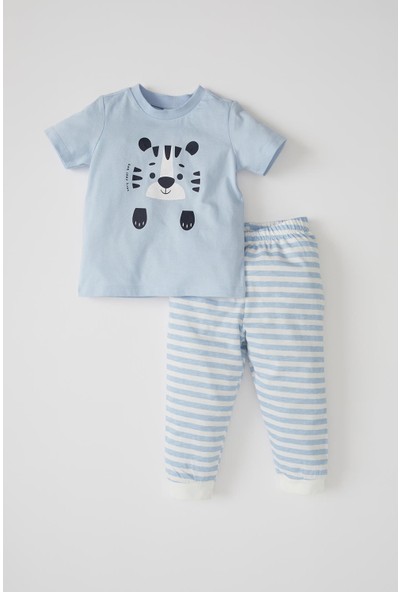 DeFacto Erkek Bebek Kaplan Baskılı Kısa Kol Pamuklu Pijama Takımı T9133A221SM