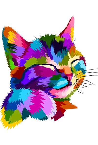 Art Pap Rengarenk Kedi Sticker