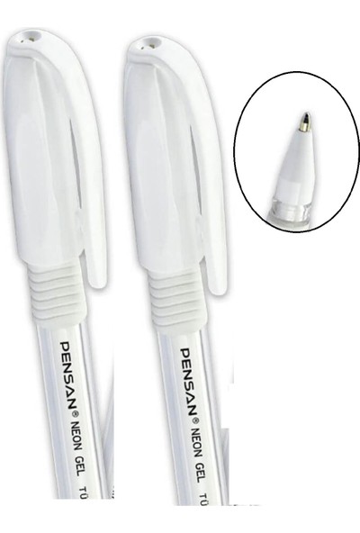 Pensan Beyaz Neon Tükenmez Kalem Jel 1.0 mm 2 Adet Pensan Beyaz Neon Tükenmez Kalem Jel 1.0 mm 2 Adet