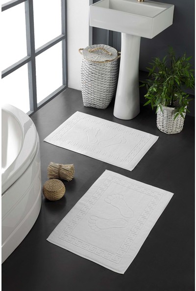 Vevien Home %100 Pamuklu Ayak Havlusu 2 Parça 50X70 cm Beyaz