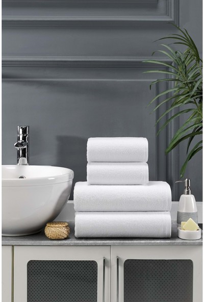 Vevien Home %100 Pamuklu 4 Parça Otel Havlusu Beyaz