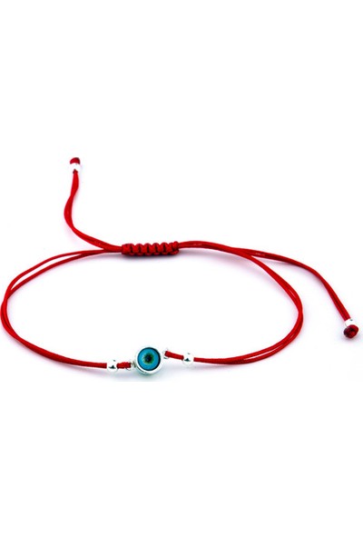 Safir Gümüş Nazar Boncuklu Ipli Bileklik