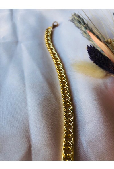 Bioaksesuar Kadın Gold Renk Kararmaz Çelik Bileklik