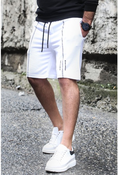 Madmext Beyaz Kapri Şort 4849