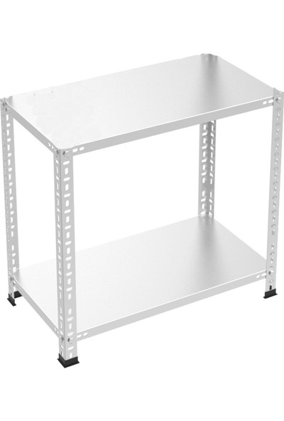 Galvanizraf 2 Katlı Galvaniz Çelik Raf Arşiv Rafı Depo Rafı Kiler Rafı 31X75X100