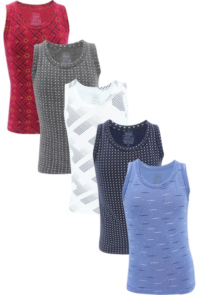 Biyokids Erkek Çocuk Atlet 5 Li Paket Karışık Renk Baskılı Atlet