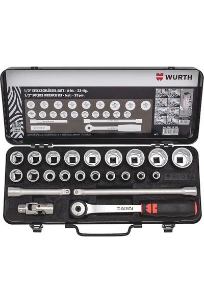 Würth 1/2 Inch Lokma Seti Altı Köşe 23 Parça Würth 1/2 Inch Lokma Seti Altı Köşe 23 Parça