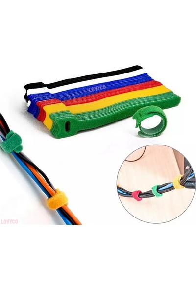 Lovyco 10 Adet Kablo Bağı Cırt Cırt Kablo Tutucu