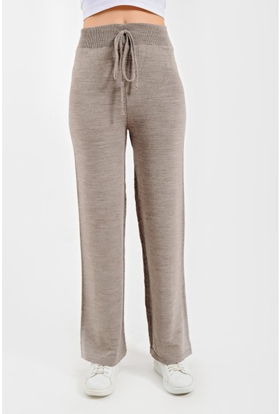 Chuba Kadın Boru Paça Geniş Kesim Triko Pantolon 21W110
