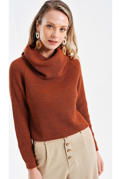 Chuba Kadın Degaje Balıkçı Yaka Kısa Selanik Triko Kazak 20W106