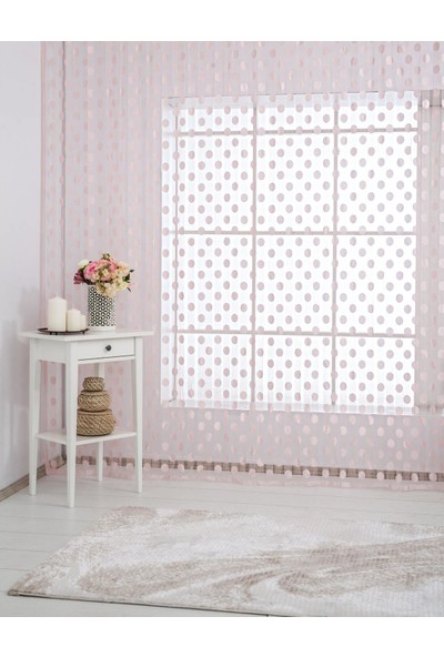 Pardes Dekoratif Puan Desenli Ip Perde (3 Mt)