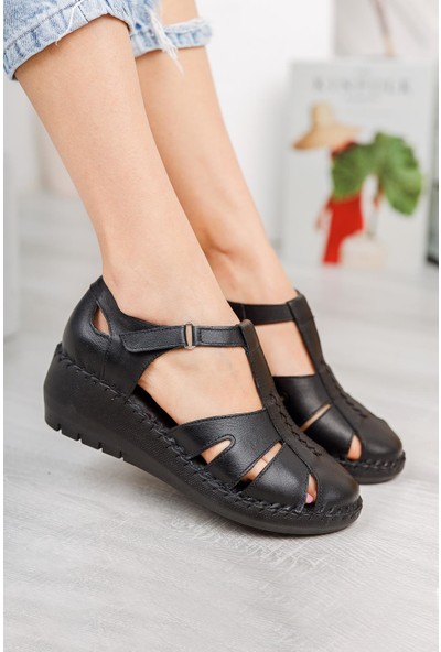 Diego Carlotti Hakiki Deri Kadın Günlük Dolgu Topuk Sandalet