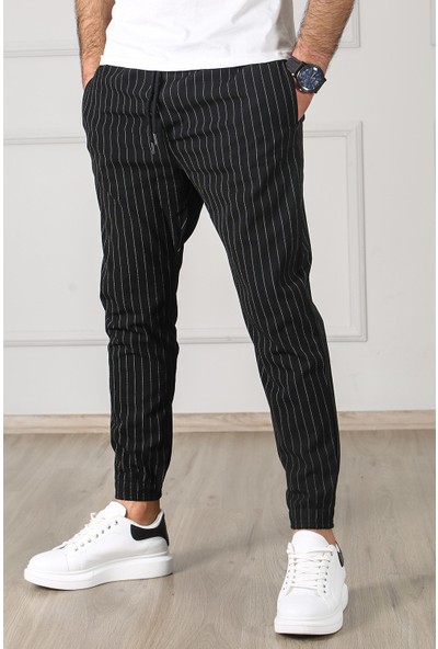 Madmext Çizgi Detaylı Siyah Jogger MAD4084