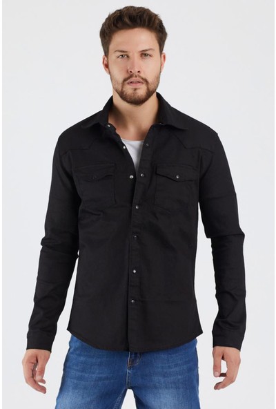 Y&g Jeans Erkek Siyah Renk Slim Fit Gömlek