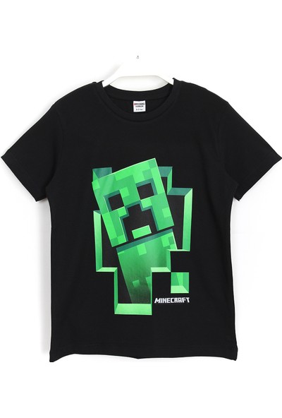 Minecraft 3D Creeper Baskılı Çocuk T Shirt 5 - 13 Yaş Siyah Minecraft 3D Creeper Baskılı Çocuk T Shirt 5 - 13 Yaş Siyah