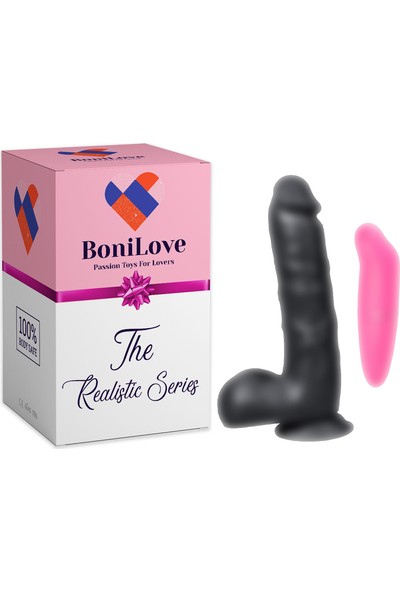 Bonilove The Realistik Series 21 cm Damarlı Kalın Realistik Siyah Dildo+Mini Vibratör Set Bonilove The Realistik Series 21 cm Damarlı Kalın Realistik Siyah Dildo+Mini Vibratör Set