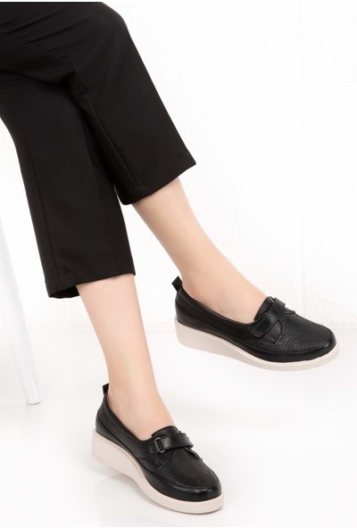 Gondol Deri Anatomik Taban Günlük Ayakkabı VDT.824 - Siyah - 36
