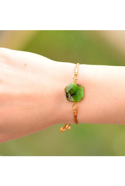 Taş Sandığı Krizopras Taşı Ipli Bileklik - Ayarlamalı