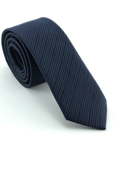 Pierroni Lacivert Çizgili Slim Kravat