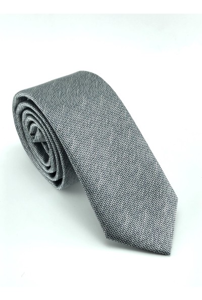 Pierroni Gümüş Gri Melanj Slim Kravat