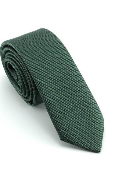 Pierroni Yeşil Oxford Desen Slim Kravat
