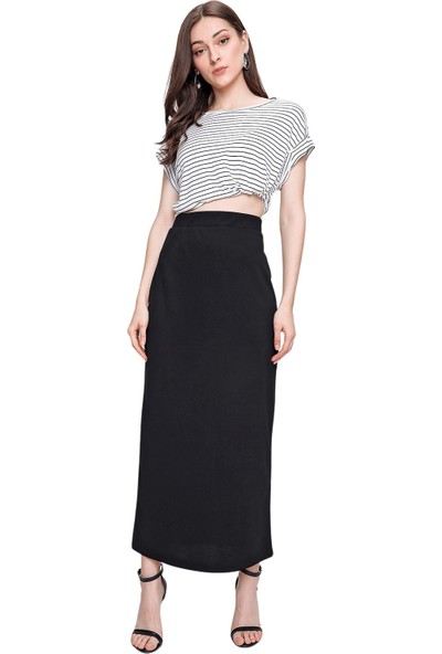 Butikburuc Kadın Siyah Krep Kalem Etek
