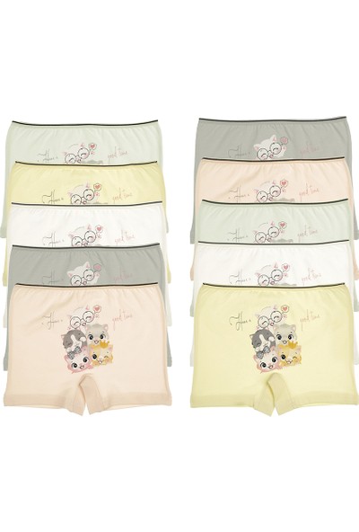 Donella 10'lu Kedili Renkli Kız Çocuk Şort - 4271GT-10LU