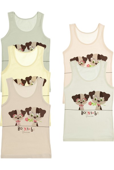 Donella 5'li Renkli Köpek Baskılı Kız Çocuk Atlet - 4971BO-5LI