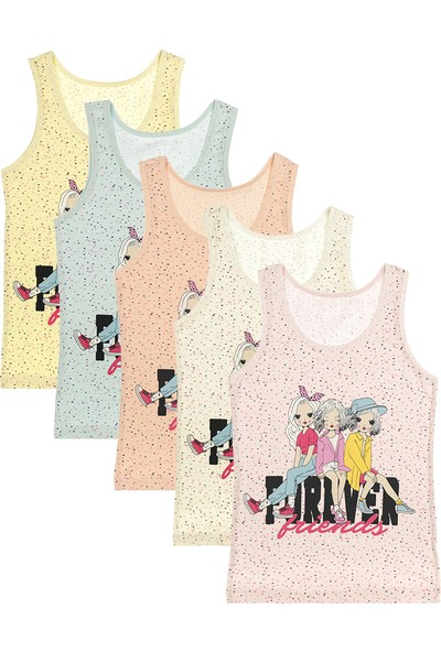 Donella 5'li Forever Friends Baskılı Kız Çocuk Atlet - 491007EG-5LI