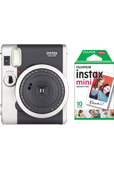 Instax Neo 90 Classic Siyah Fotoğraf Makinesi ve 10'lu Mini Film