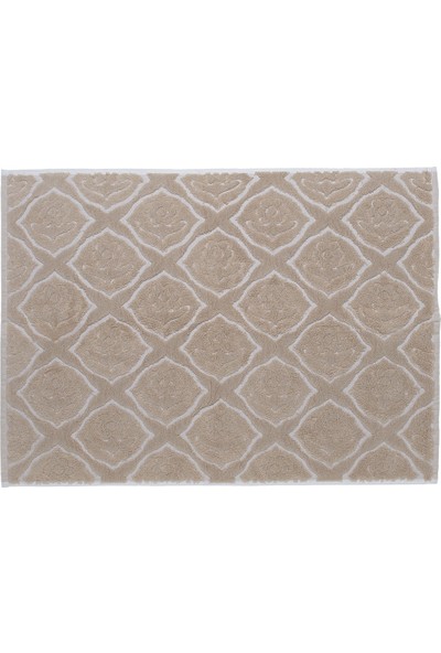 Lalay Banyo Paspası Ayak Havlusu 2'li Osmanlı Gülü %100 Pamuk 50 x 70 cm Bej