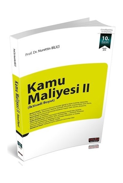 Savaş Yayınevi Kamu Maliyesi 2 Iktisadi Boyut - Nurettin Bilici