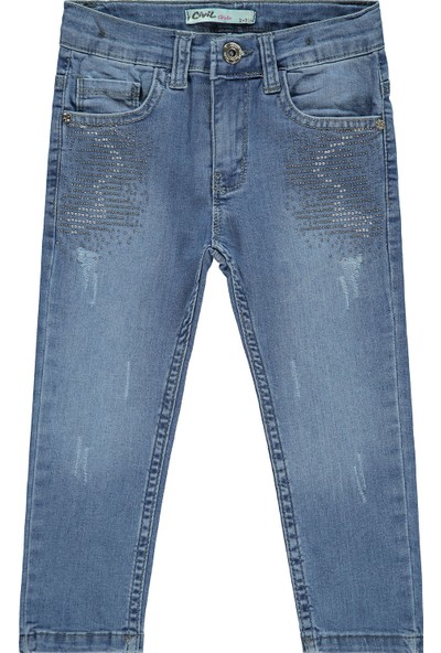 Civil Girls Kız Çocuk Kot Pantolon 2-5 Yaş Buz Mavi