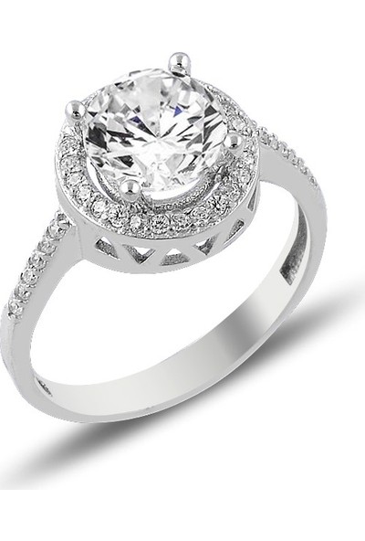 Mercan Silver Gümüş Zirkon Taşlı Yüzük